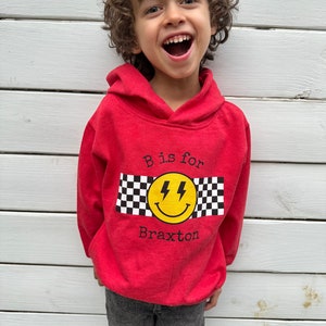 Personalized Toddler Boy & Girl Hoodie, Custom Name Gift Smiley ...