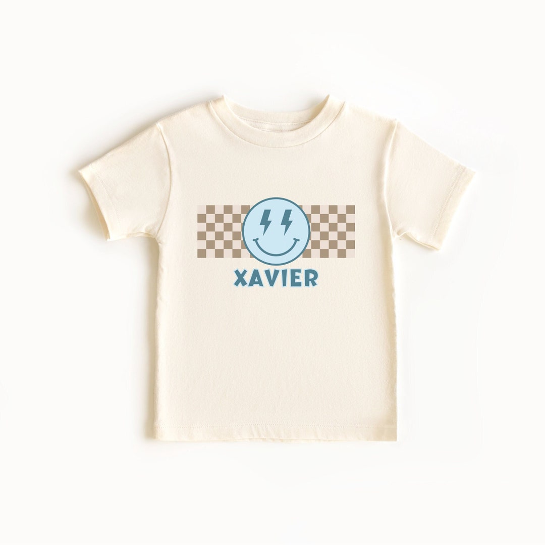 Rad Boy Custom Name Shirt, Checkered Toddler Personalized Gift Smiley ...