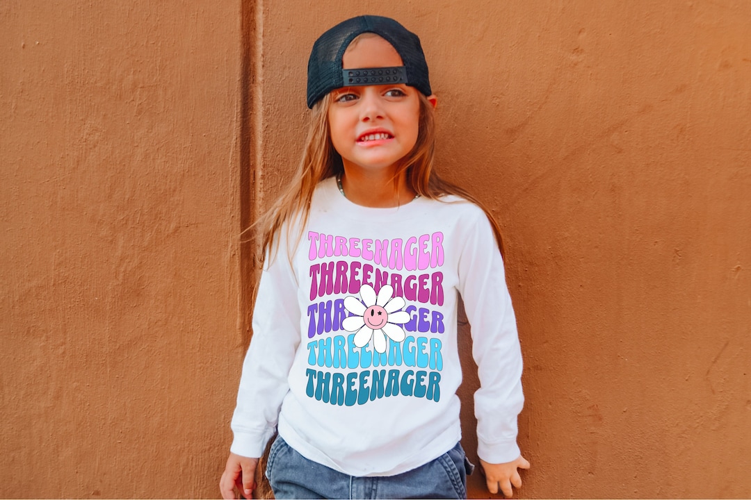 Threenager Toddler Girl Long Sleeve T-shirt, Third Birthday Outfit Girl ...