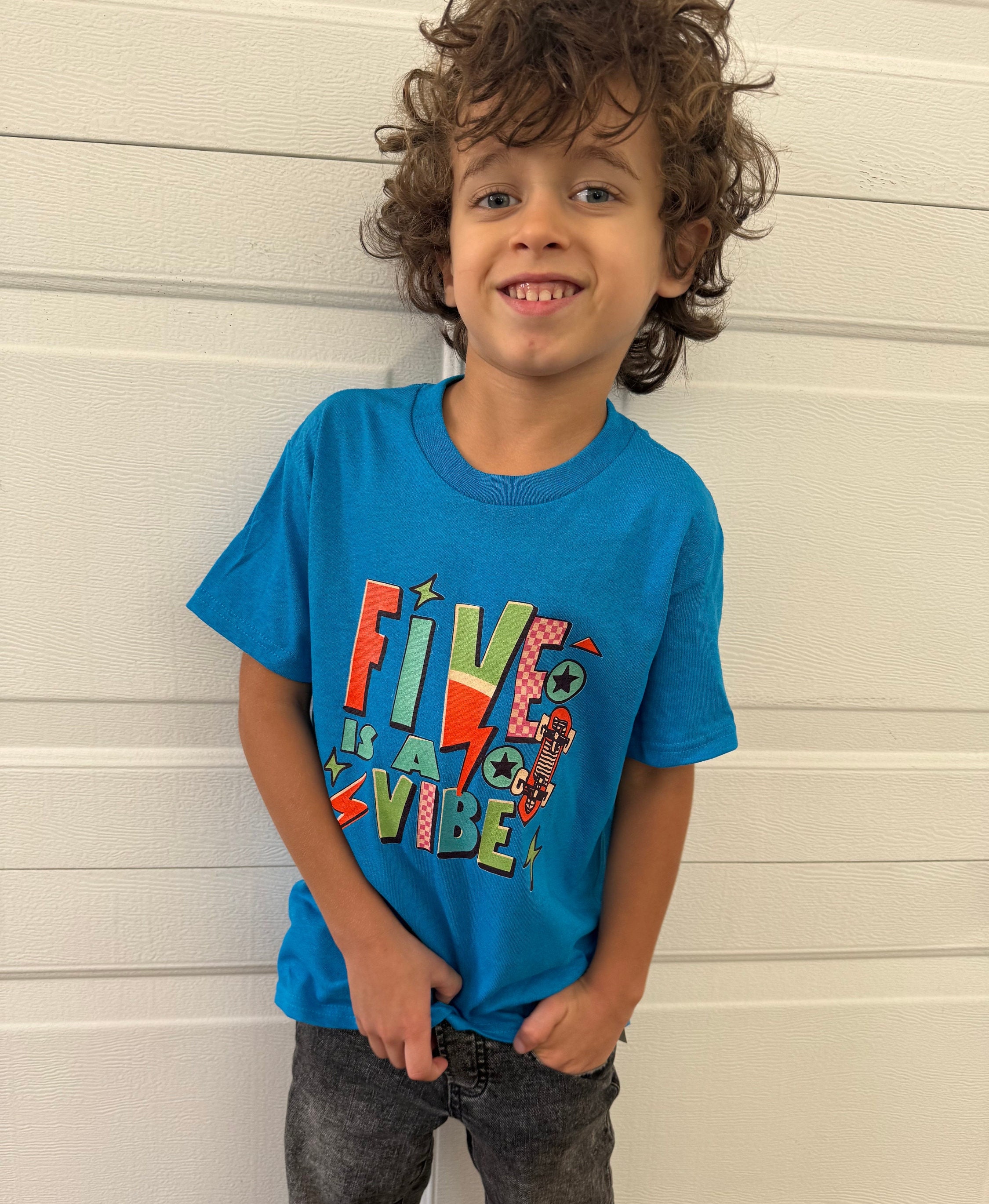 Five is a Vibe 5th Birthday Shirt, Five Year Old Boy Birthday Outfit ...