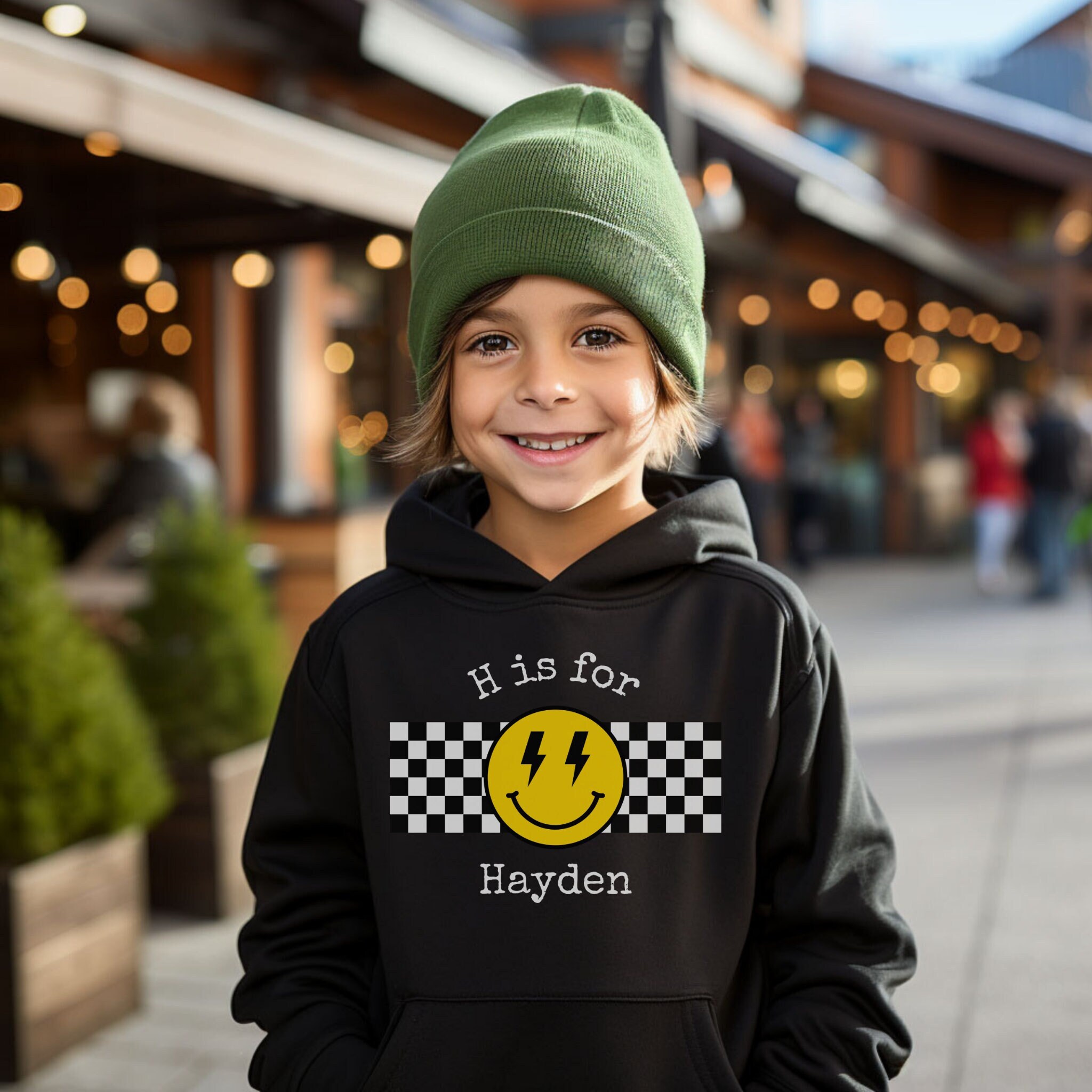 Personalized Toddler Boy & Girl Hoodie, Custom Name Gift Smiley ...
