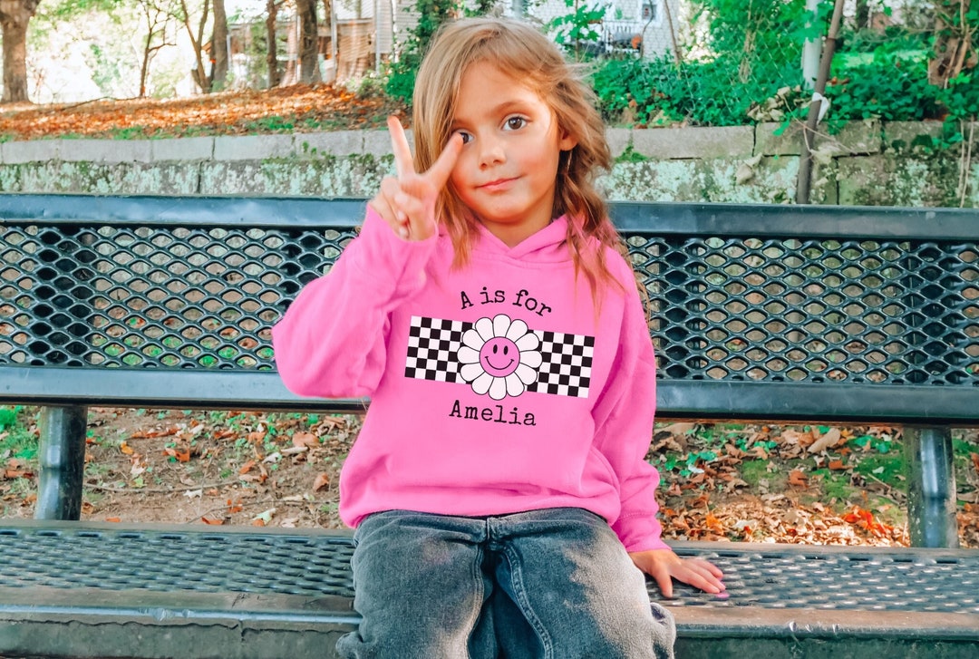 Personalized Toddler Girl Hoodie, Kid Custom Name Sweatshirt, Little ...