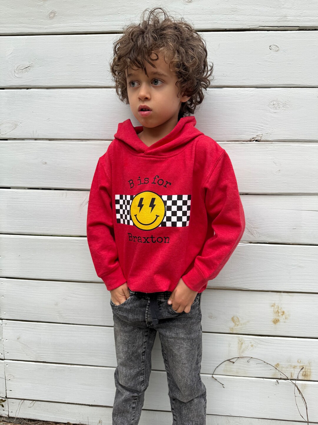 Personalized Toddler Boy & Girl Hoodie, Custom Name Gift Smiley ...