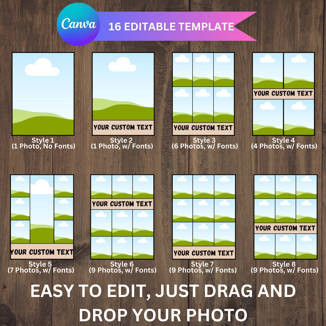 16 Editable Canva Photo Collage Template, Personalized Picture Collage ...