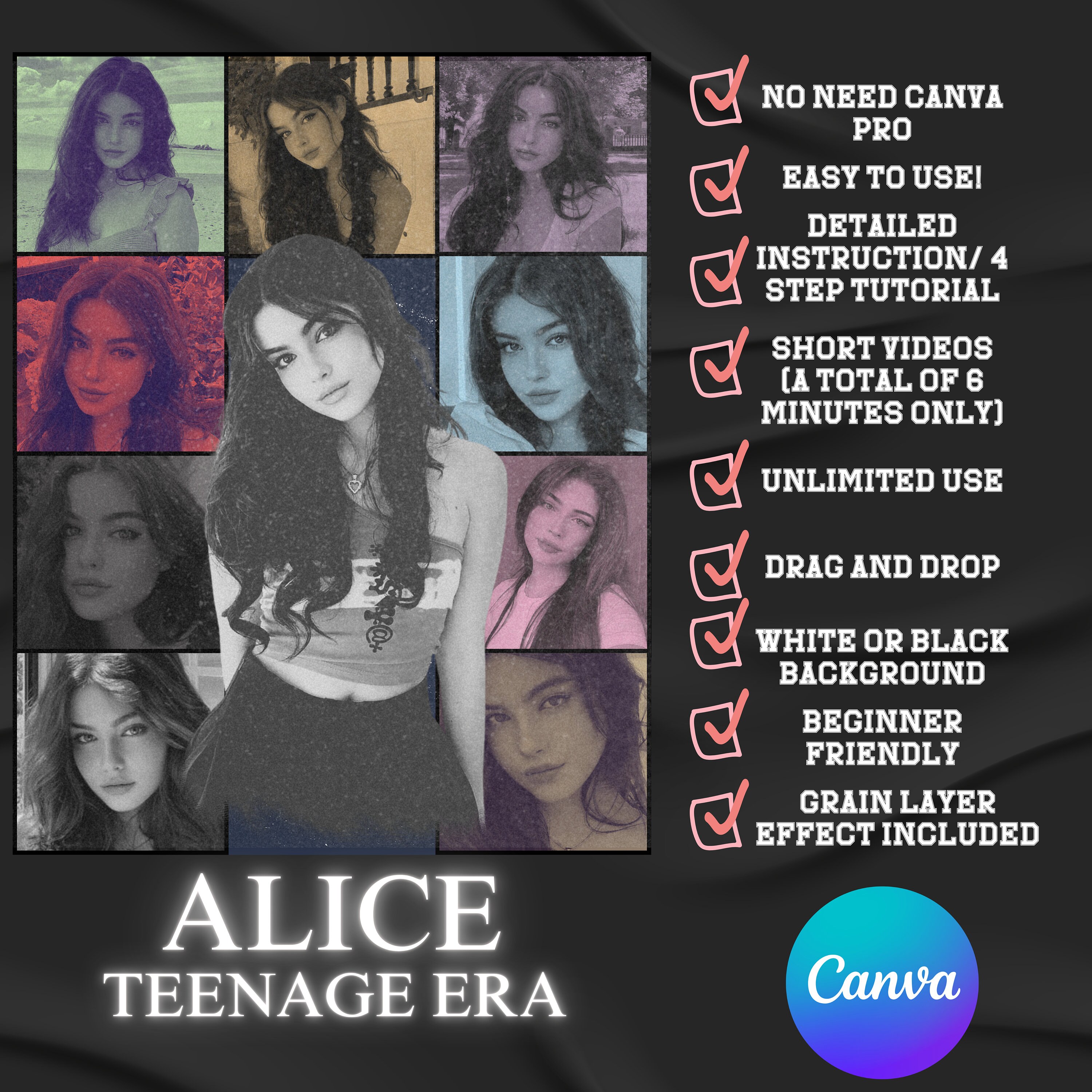 Eras Poster Template Editable Concert Poster Grid Eras Themed Birthday ...