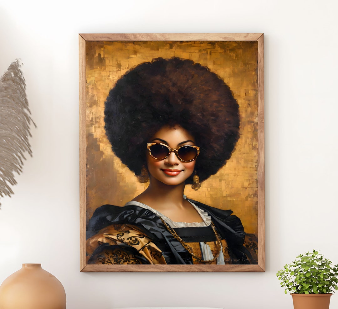 Renaissance Painting of a Woman With a Large Afro Black Queen Poster ...