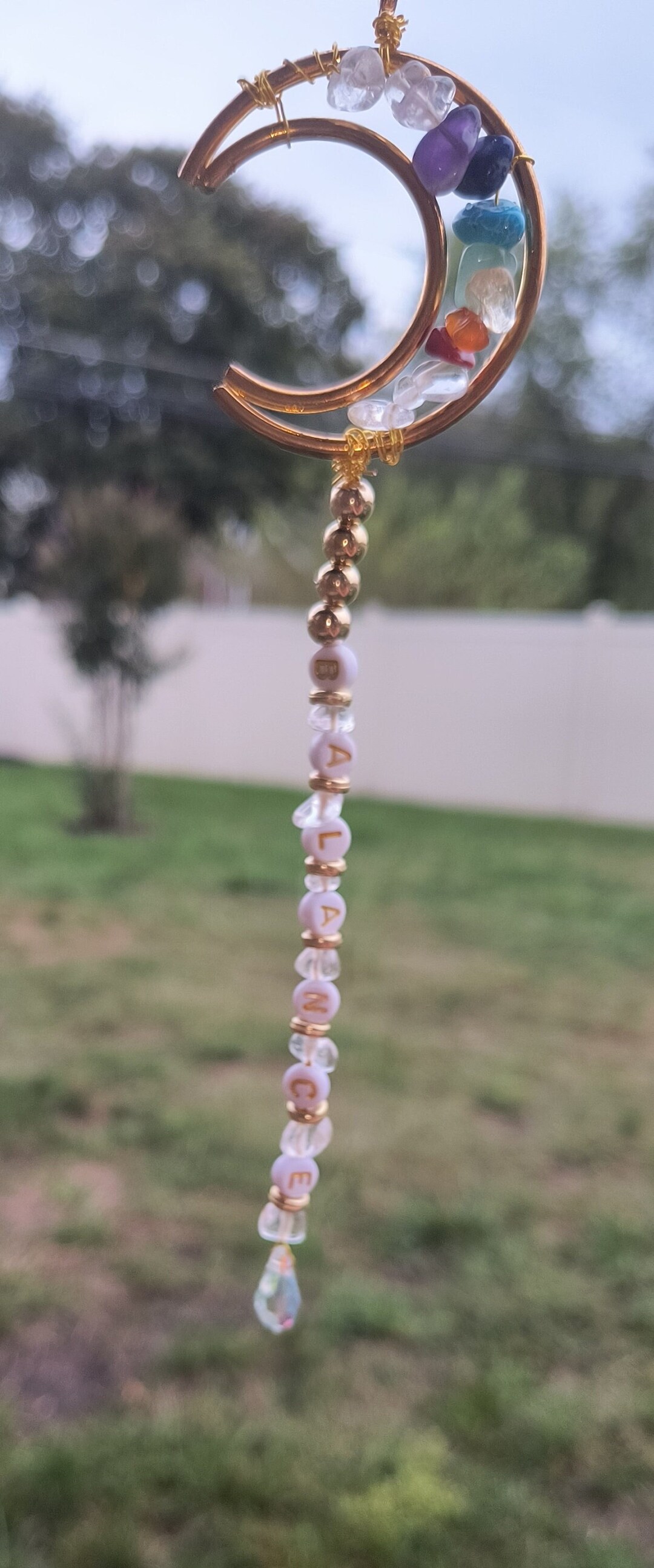 7 Chakras Moon Charm - Etsy