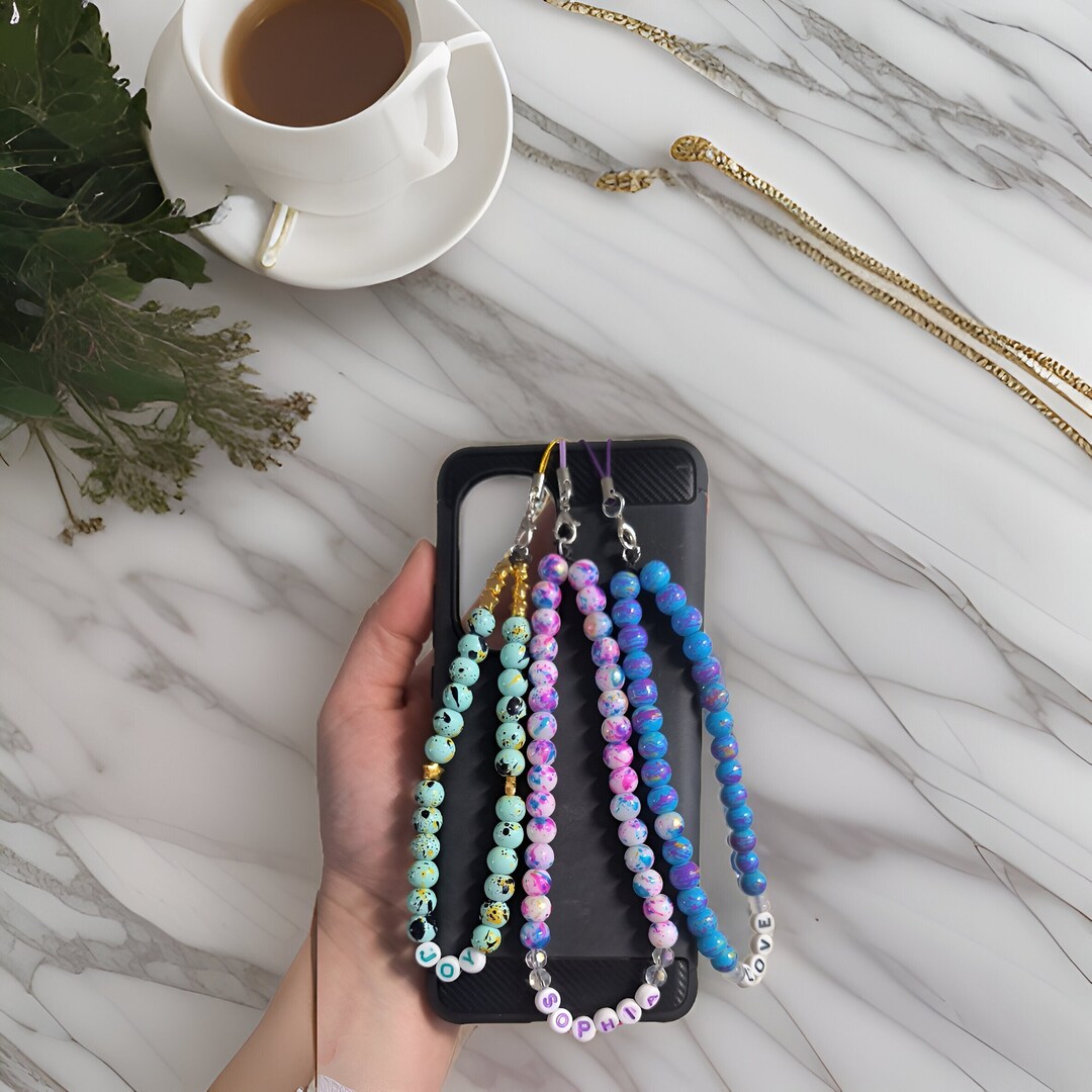 Phone Strap Beaded Charm, Beaded Phone Charm With Personalization ...
