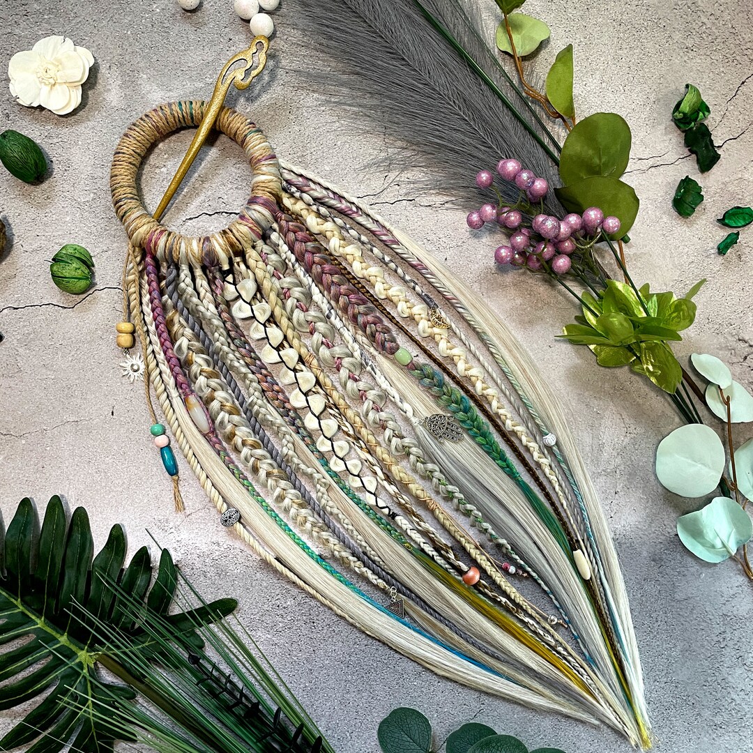 Colorful and White Braids dreads Ring in Bohemian Style With Textured ...