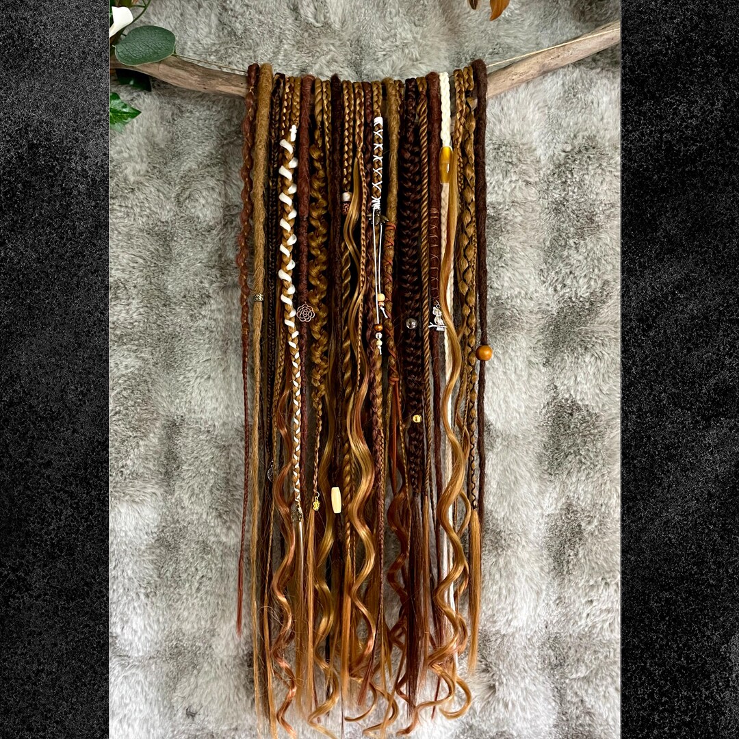 Natural Looking Medium Brown & Golden Dreads Set With Accessories ...