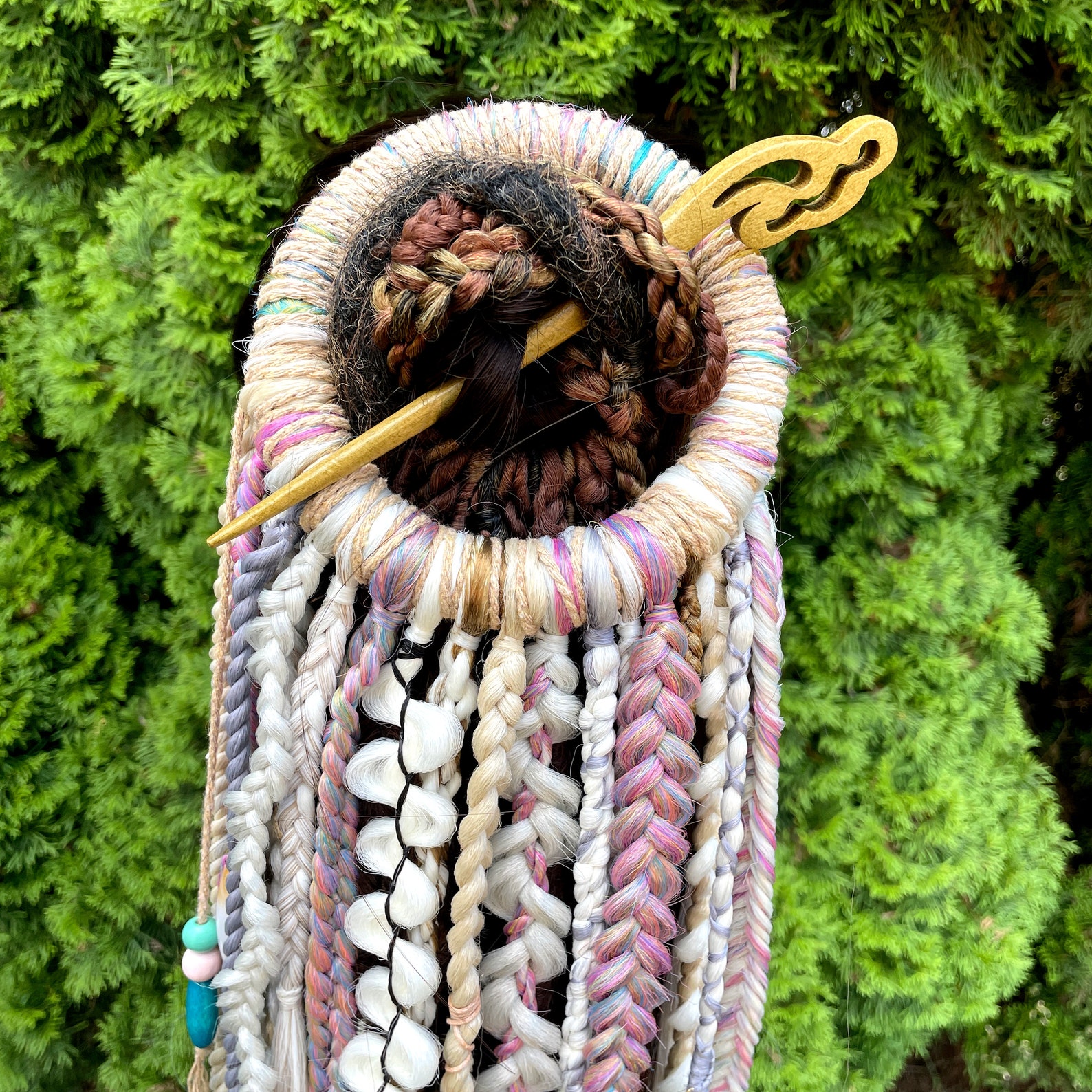 Colorful and White Braids dreads Ring in Bohemian Style With Textured ...