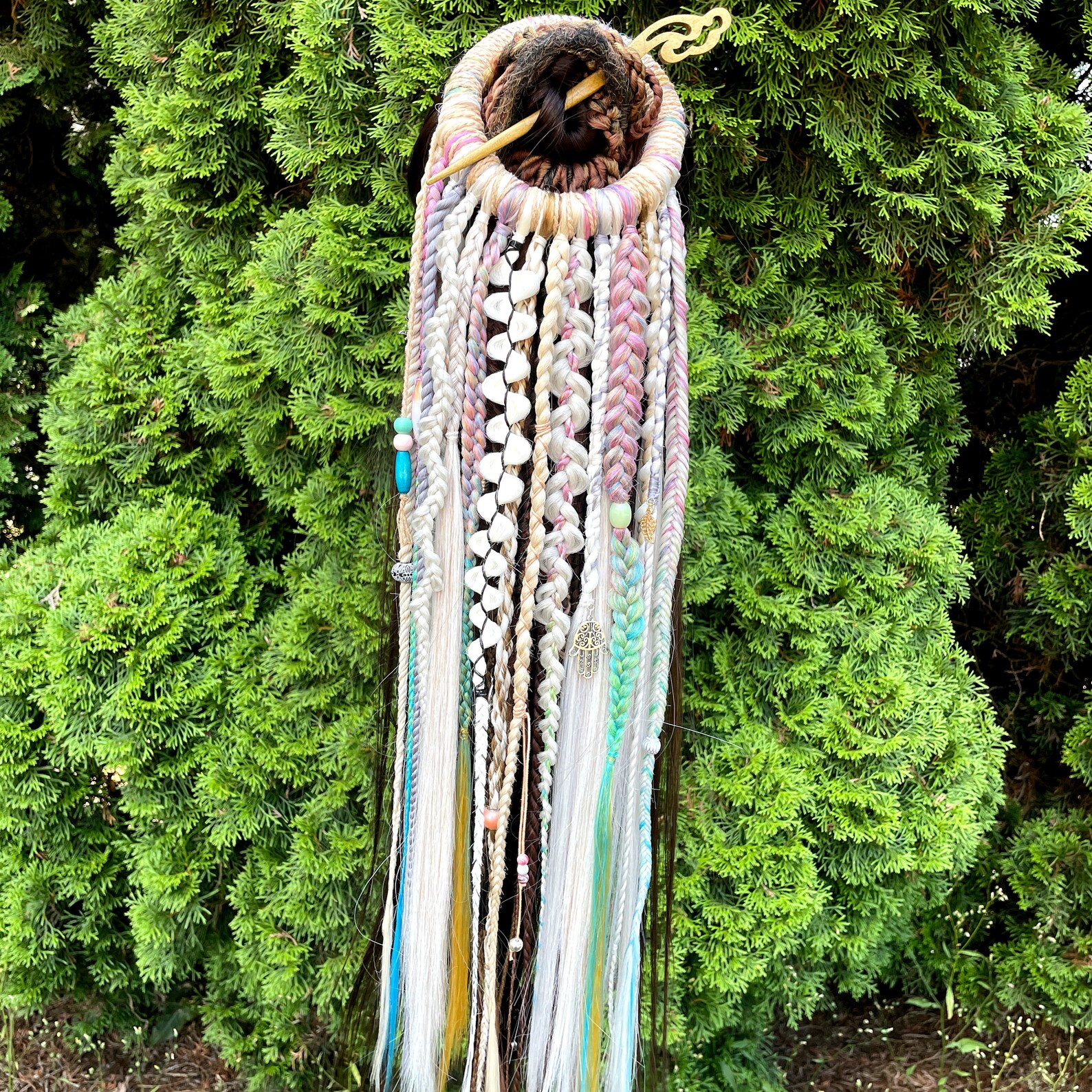 Colorful and White Braids dreads Ring in Bohemian Style With Textured ...