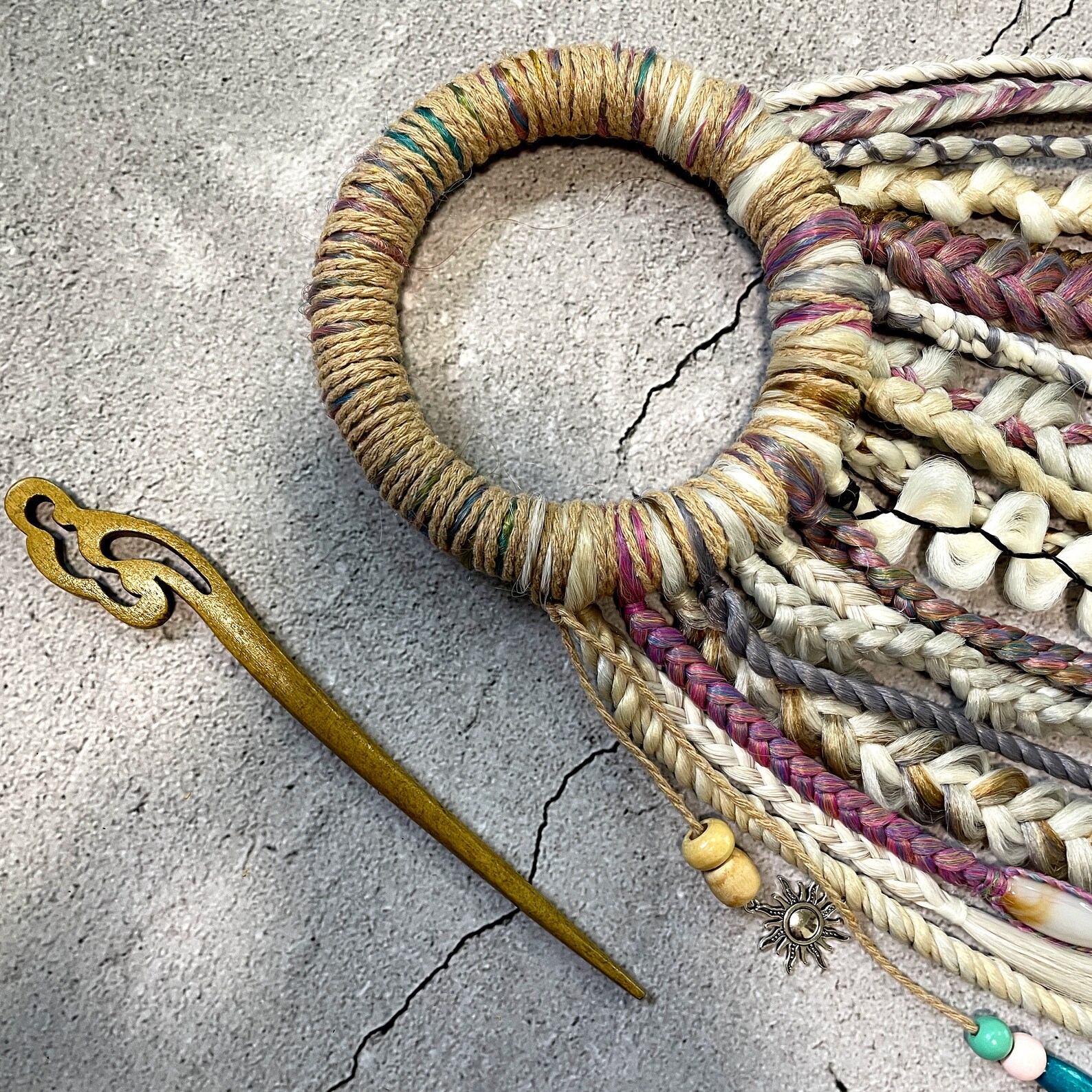 Colorful and White Braids dreads Ring in Bohemian Style With Textured ...