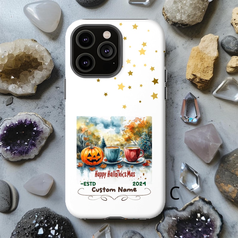 Custom Hallothanksmas Personalized Holiday Phone Case | Pumpkin, Coffee ...