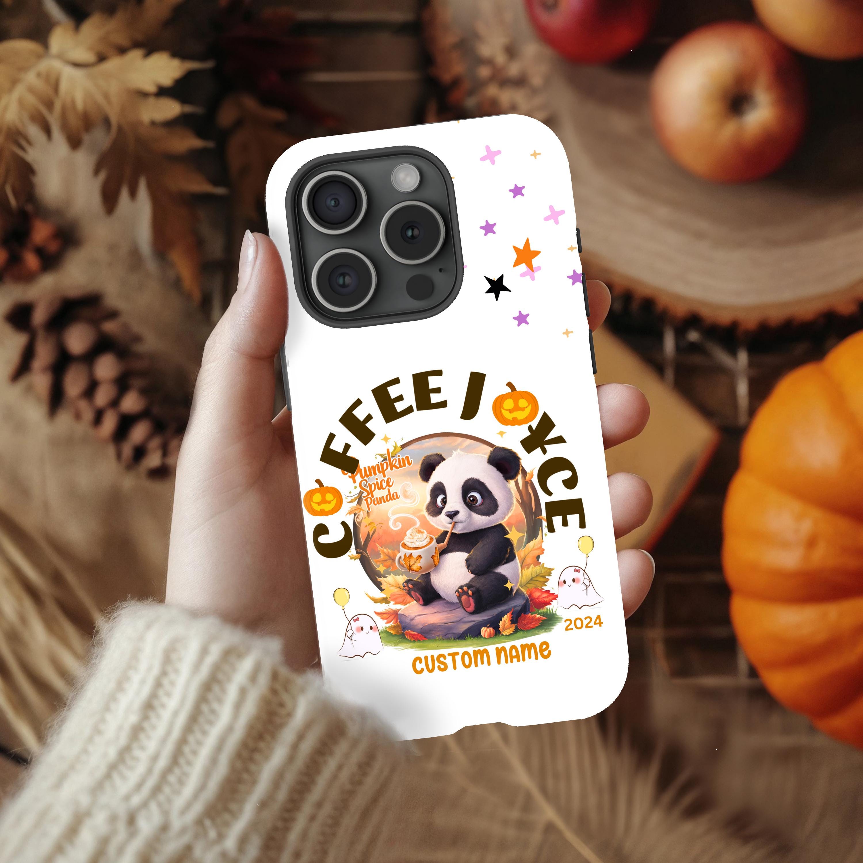 Custom Retro Pumpkin Spice Panda Phone Case – Personalized Halloween ...