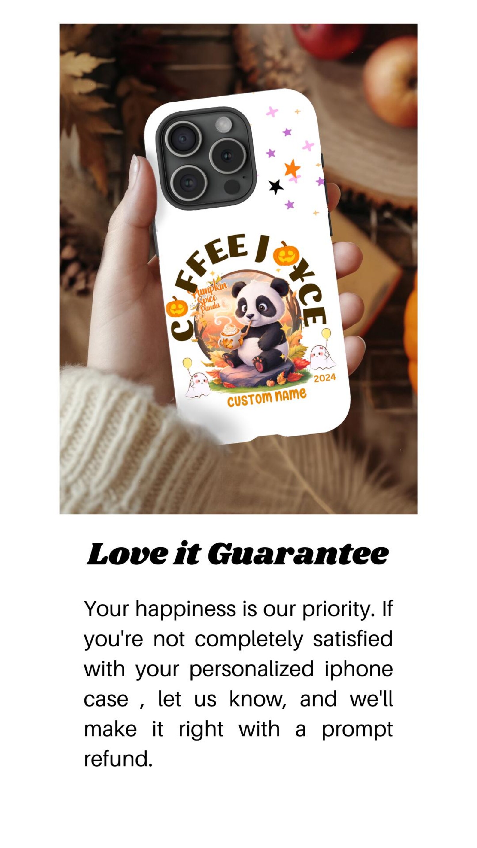 Custom Retro Pumpkin Spice Panda Phone Case – Personalized Halloween ...