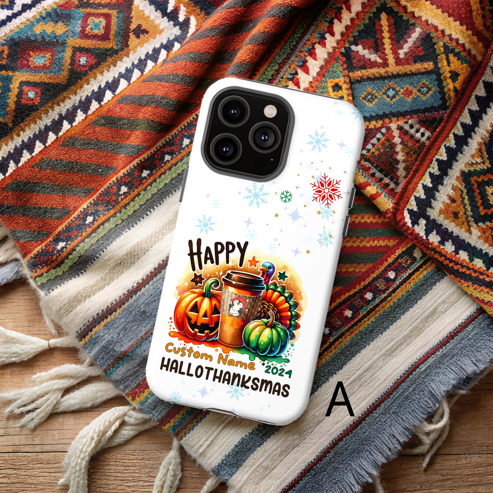 Custom Hallothanksmas Personalized Holiday Phone Case | Pumpkin, Coffee ...