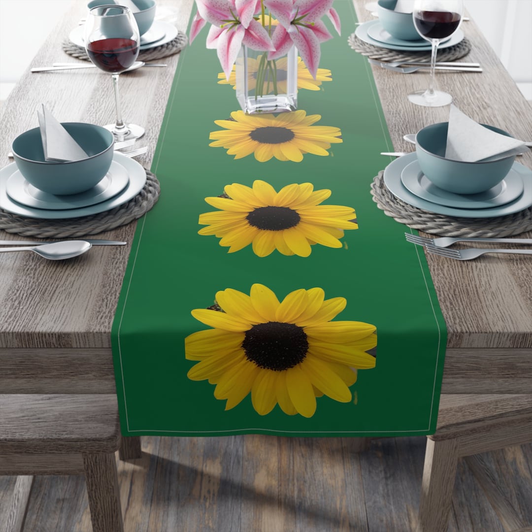 Fun Table Runner cotton, Poly, Sunflower Table Runner, Yellow Table ...