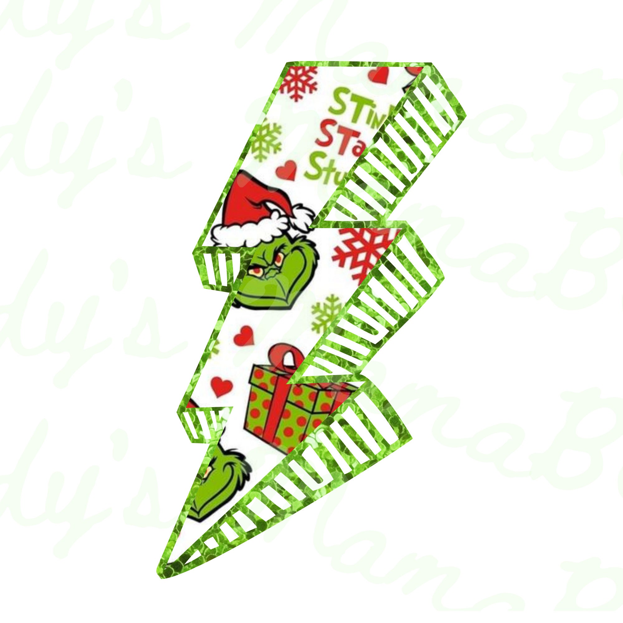 Grinch Lightning Bolt Transparent Background PNG Digital Design File ...