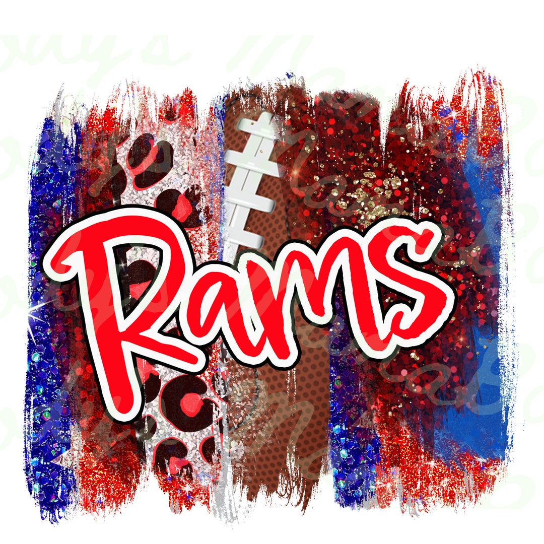 Rams Fooball Leopard Glitter Blue Red Brush Stroke PNG File Sublimation ...