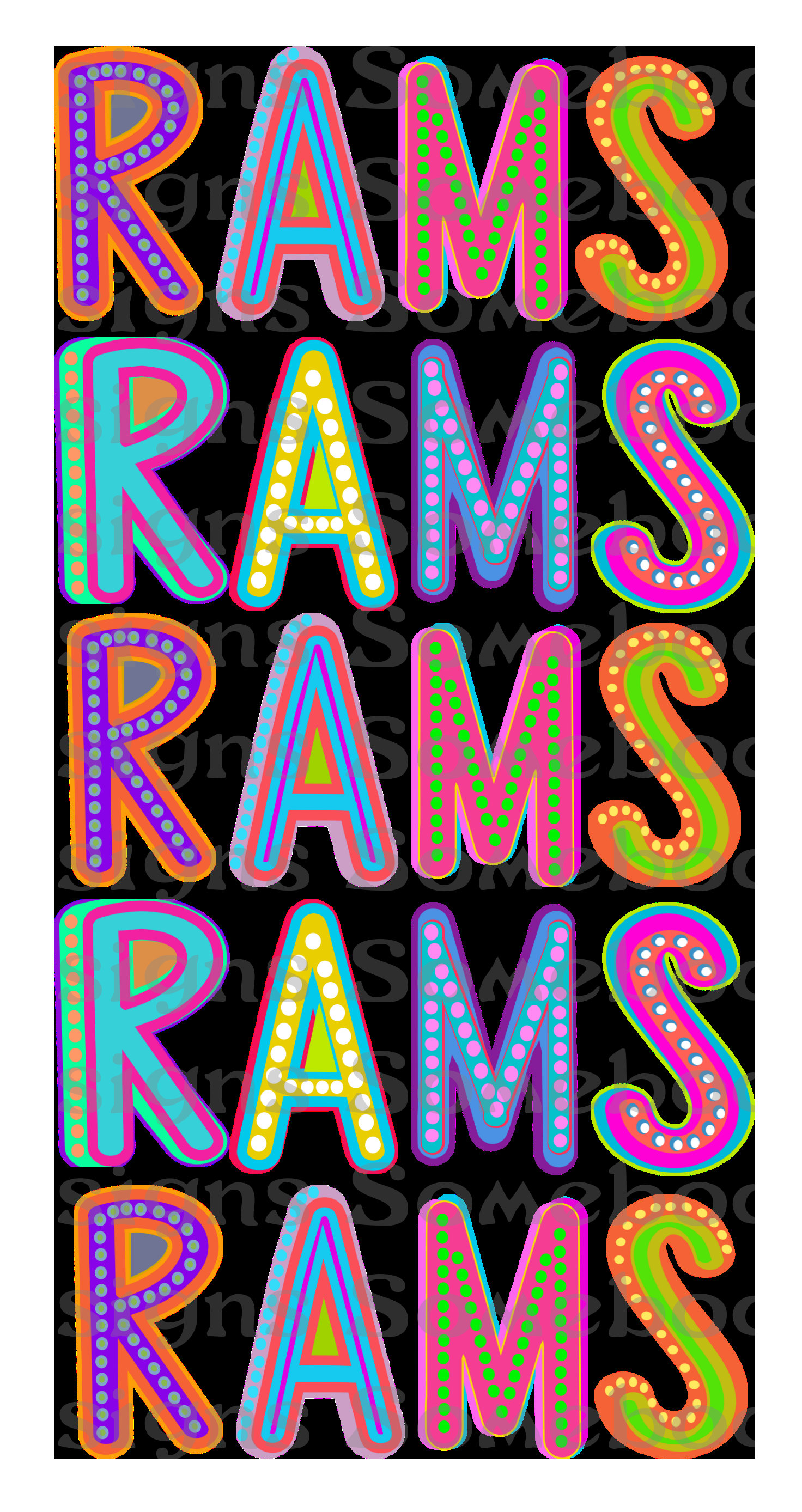 Colorful Rams Stacked Marquee PNG Digital File DTF DTG Sublimation - Etsy