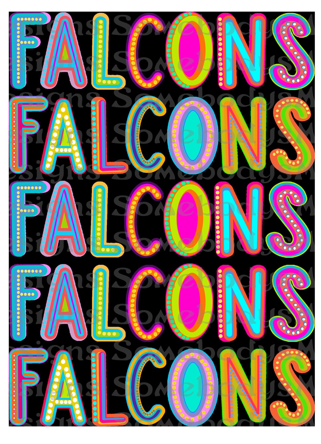 Colorful Falcons Stacked Marquee PNG Digital File - Etsy