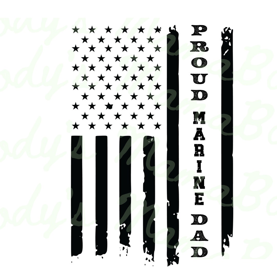 Proud Marine Dad Distressed American Flag With Bonus Pocket Design PNG ...
