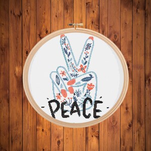 Peace & Love Cross Stitch Pattern Embroidery - Etsy