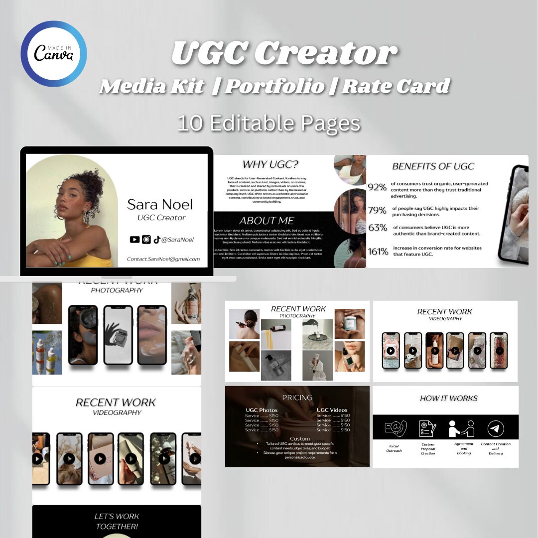 MINIMAL UGC Portfolio Media Kit Rate Card INCLUDED - Etsy