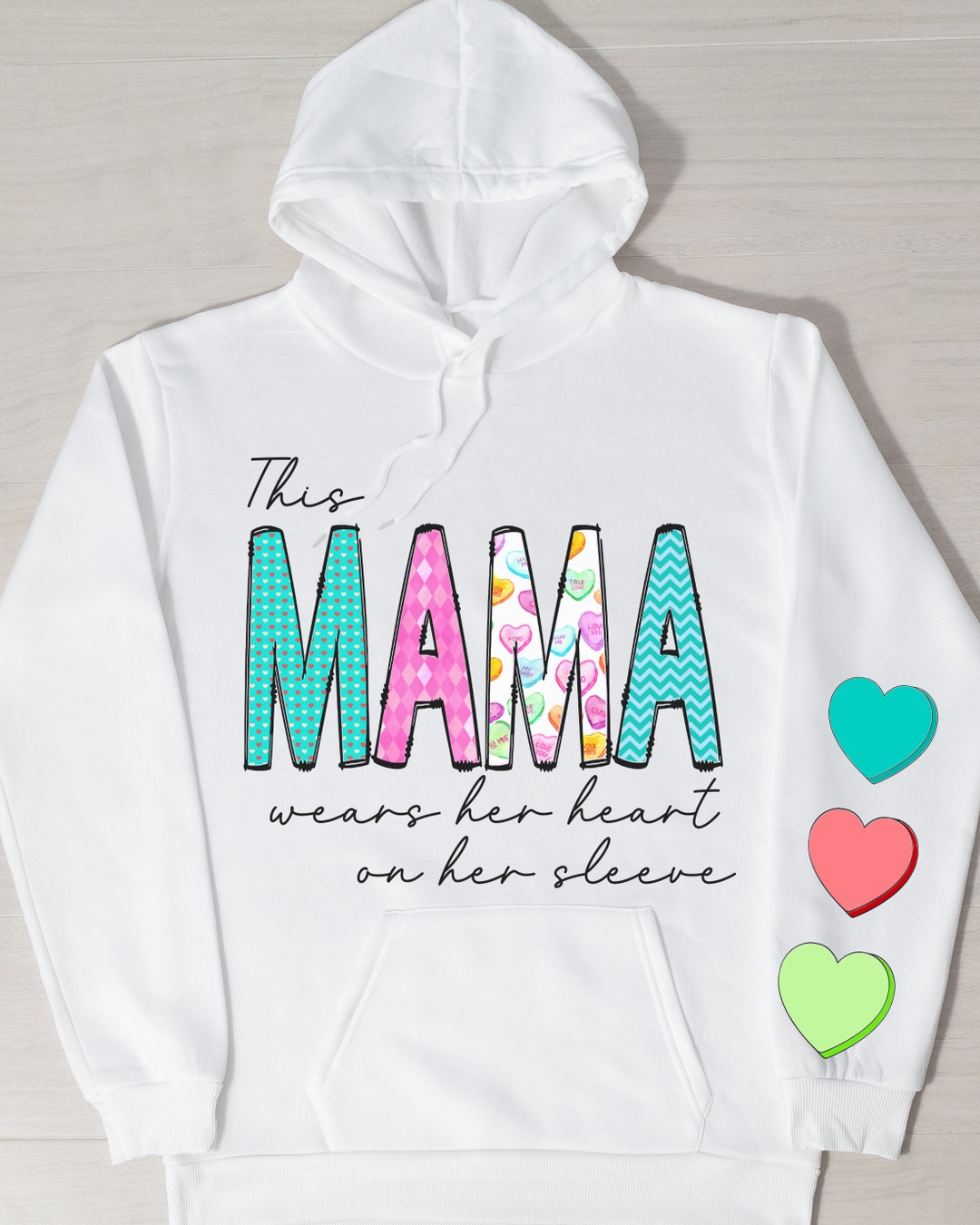 This Mama Wears Her Heart on Her Sleeve, 300 DPI PNG Files ...
