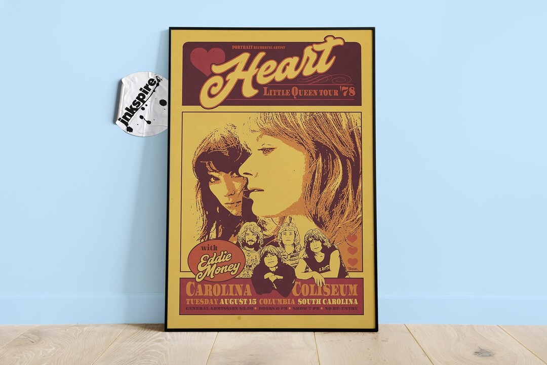 Heart Band Concert Tour Poster, Vintage Rock Concert Print, Ann & Nancy ...