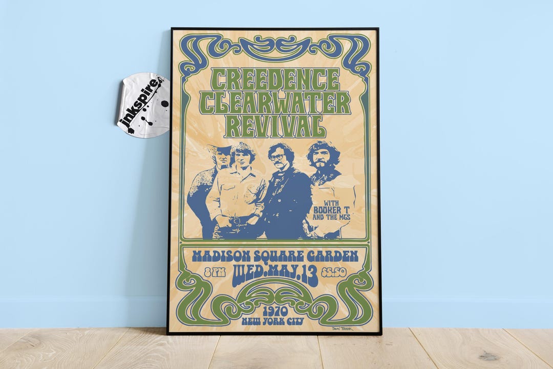 Creedence Clearwater Revival Concert Poster, Vintage Rock Wall Art for ...