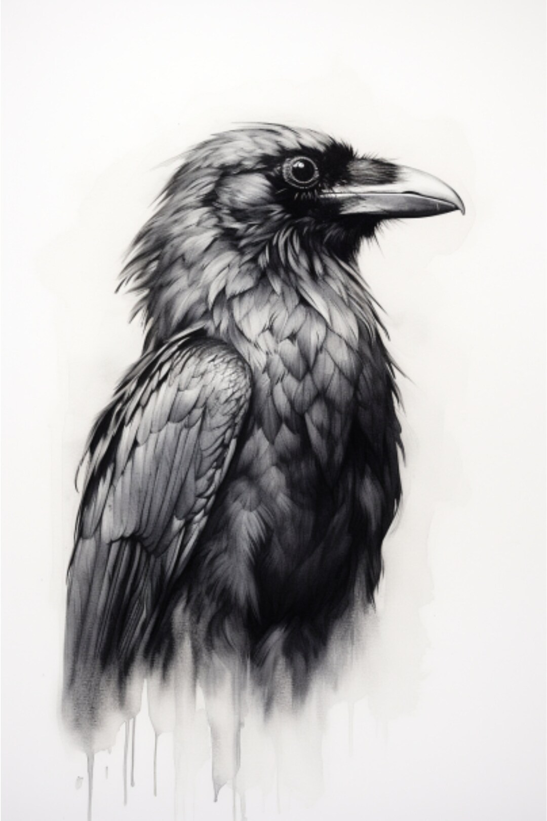 Monochrome Raven - Etsy