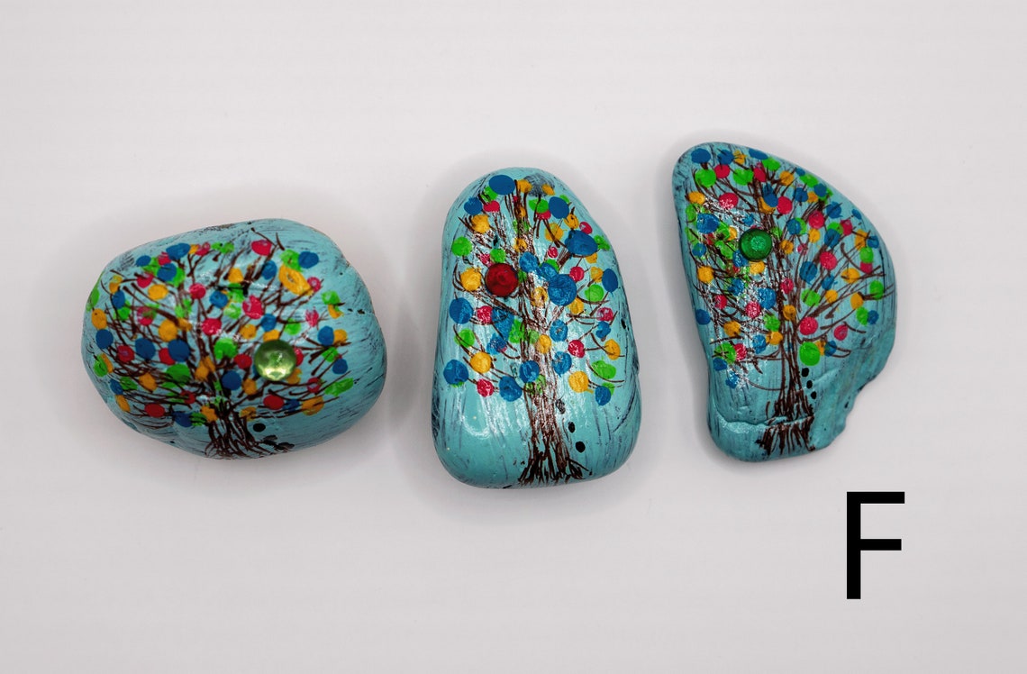 Trees Painted Rocks - Etsy