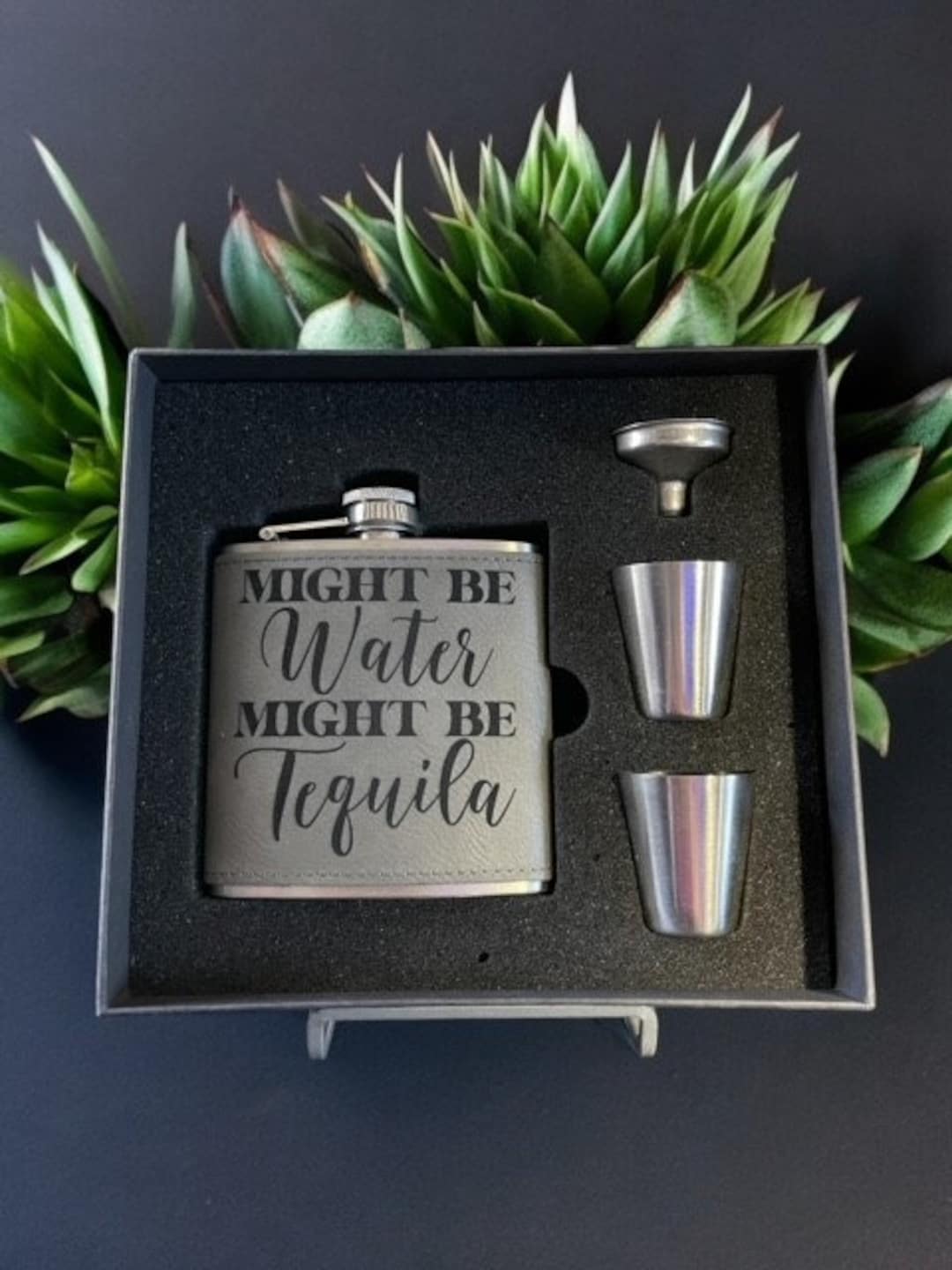 Leather Flask 8 Oz. With Shot Glasses and Funnel Alcohol Personalized ...