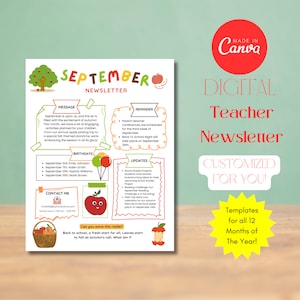 Newsletter Template, Editable Newsletter, Monthly Newsletter, School ...