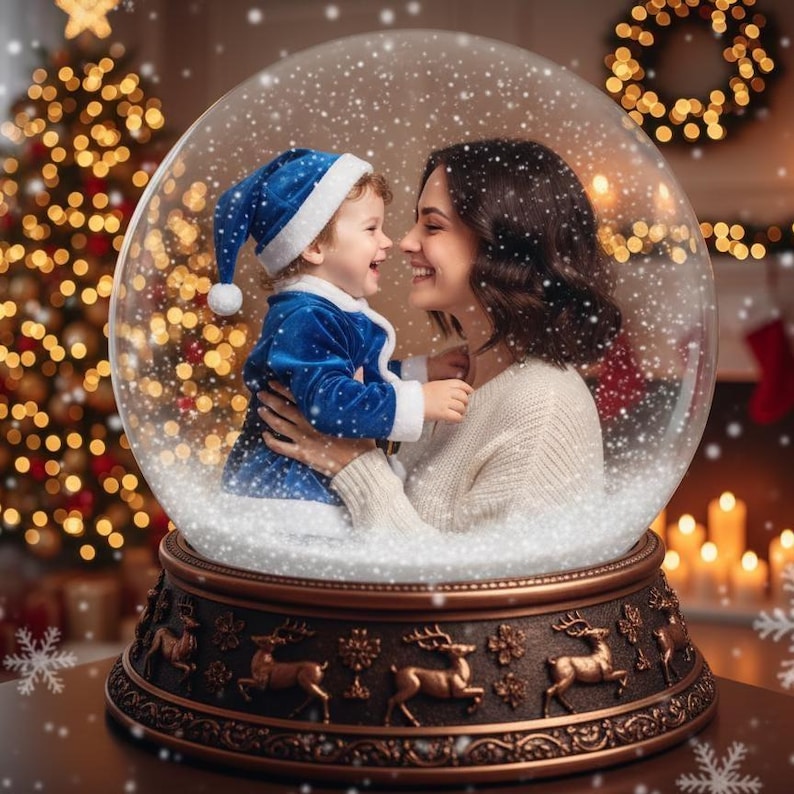Personalized Snow Globe Photo Digital Download | Christmas Snow Globe ...