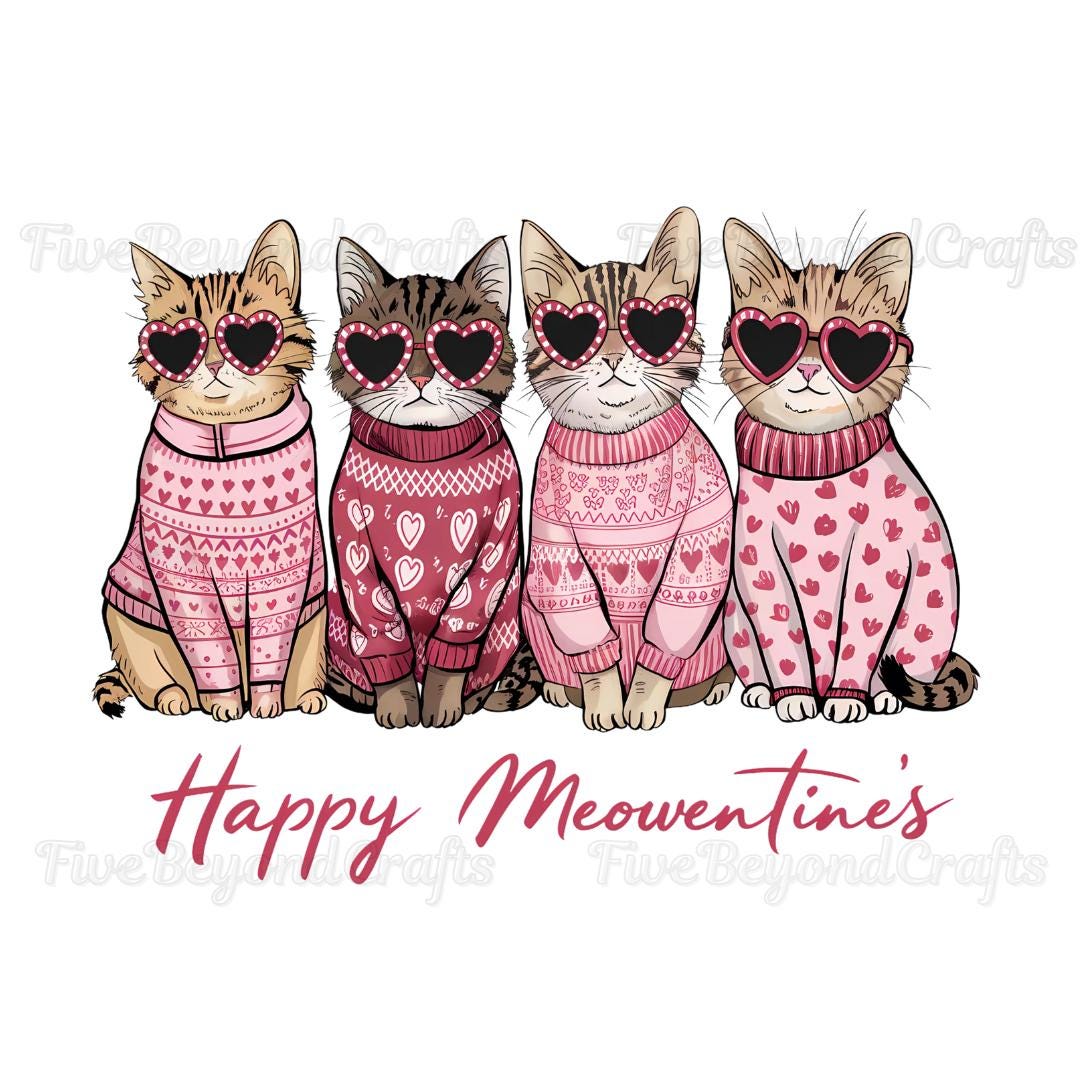 Valentine Cat Png Valentine PNG Heart - Etsy