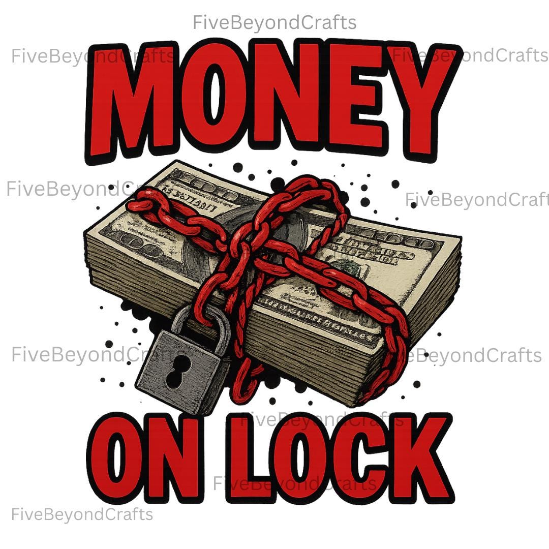 Money on Lock PNG, Stack of Cash With Chains Graphic, Red Hustle ...