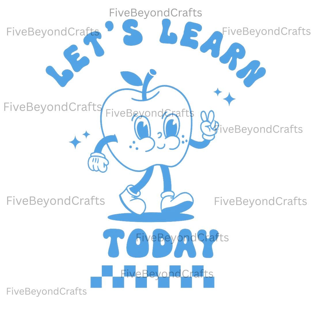 Retro "let's Learn Today" Apple Design – Digital Download for T-shirt ...