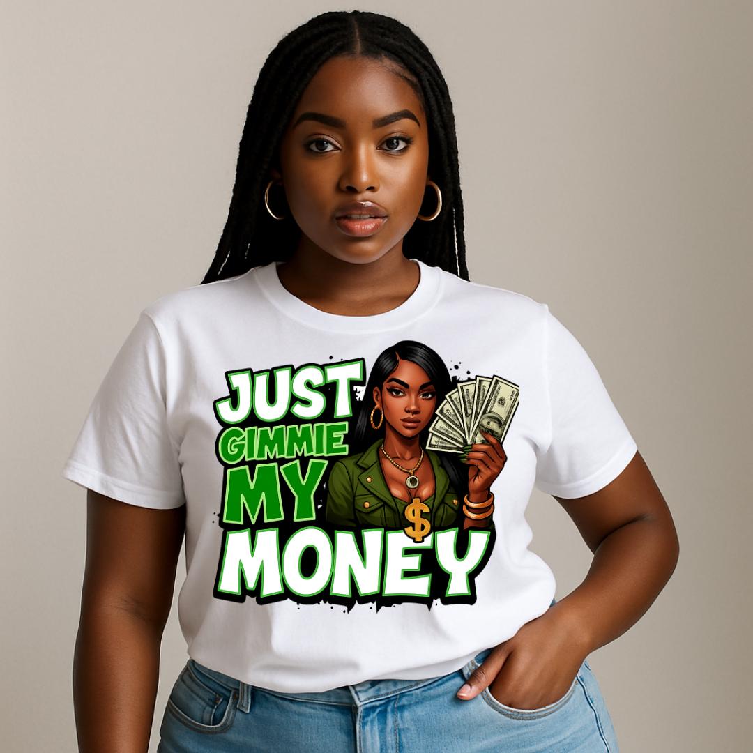 Just Gimmie My Money PNG, Black Woman Holding Cash Graphic, Hustle ...