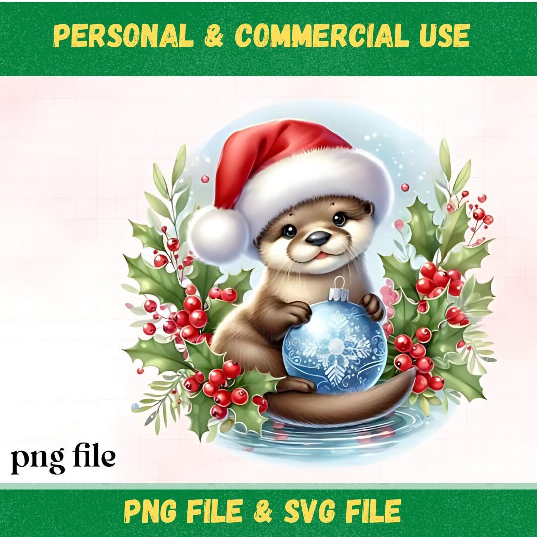 Christmas Otter Clipart PNG, PNG File, Holiday PNG File, Funny Saying ...