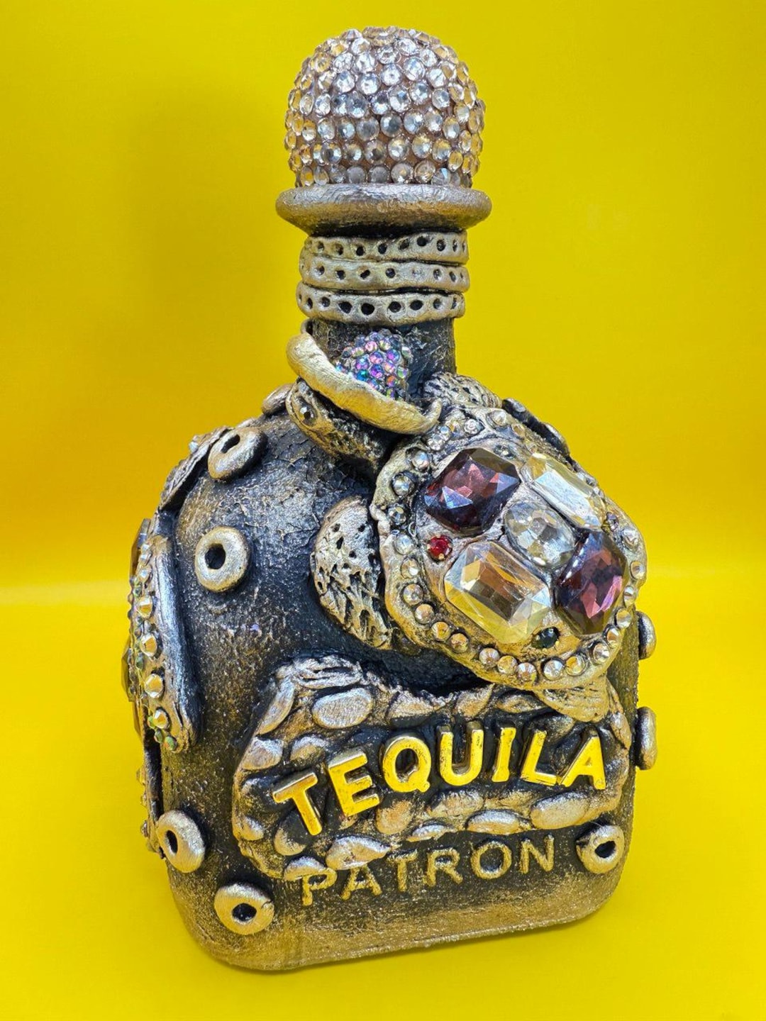 Handmade Tequila Bottle Art: Patron Bottle Decor With Clay Turtles - Etsy