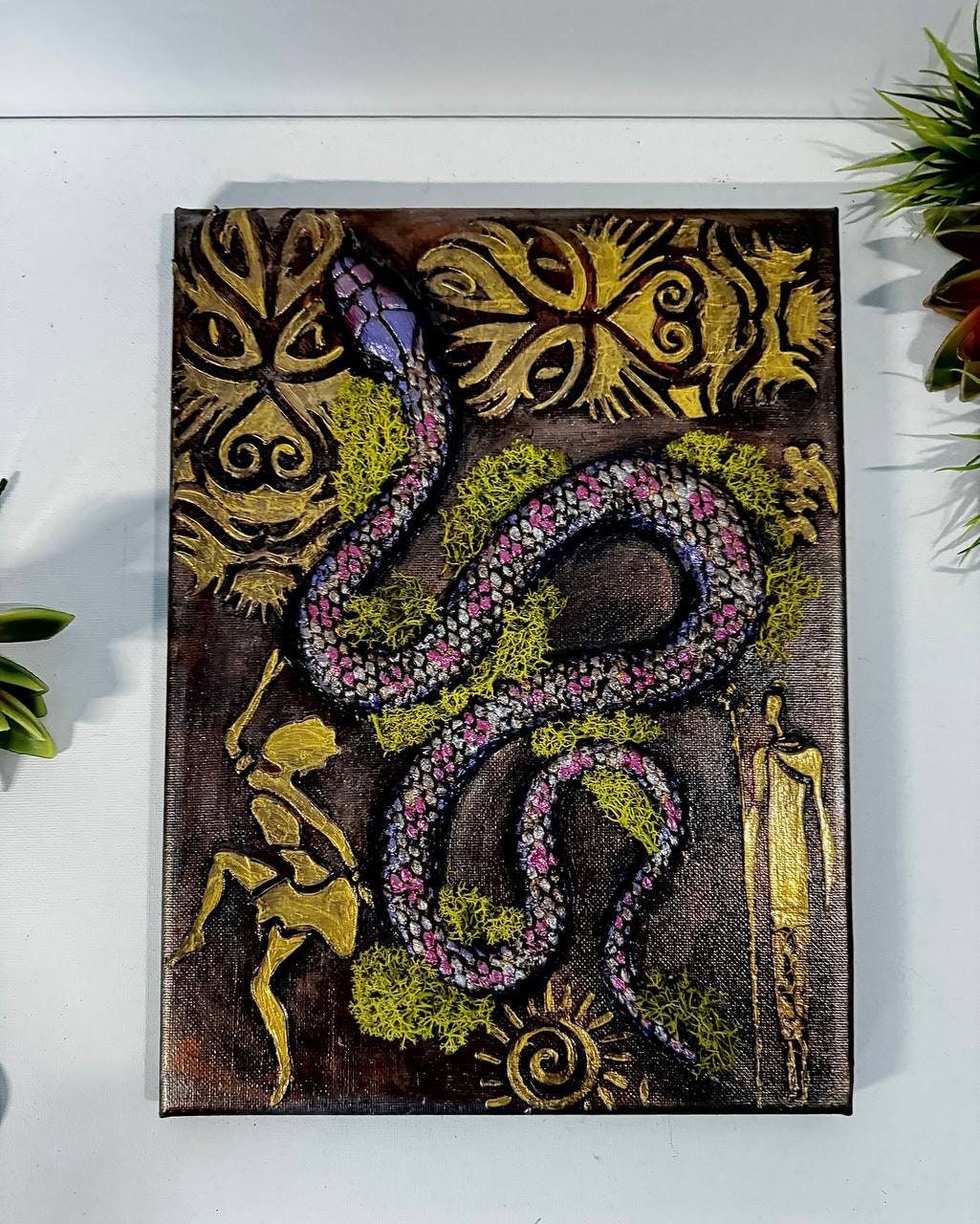 Serpentine Snake Painting Animal Wall Decor Hand Painted Artwork ...