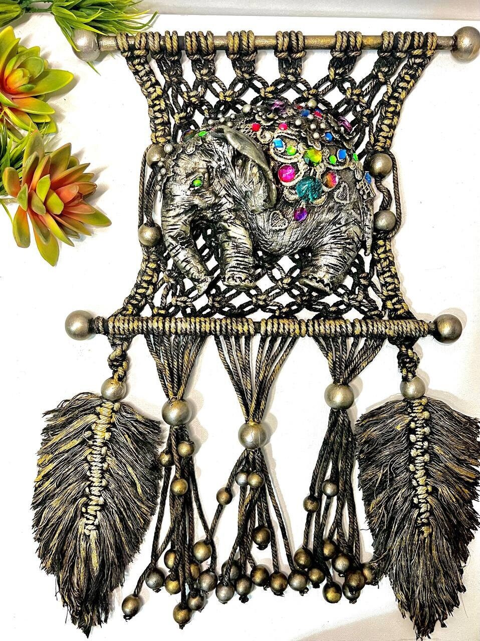 Macramé Pano Elephant Macramé Elephant Wall Art Handwoven - Etsy