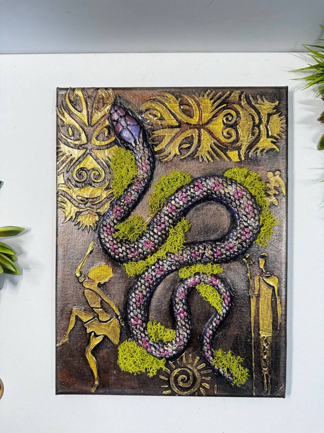 Serpentine Snake Painting | Animal Wall Decor | Hand Painted Artwork ...