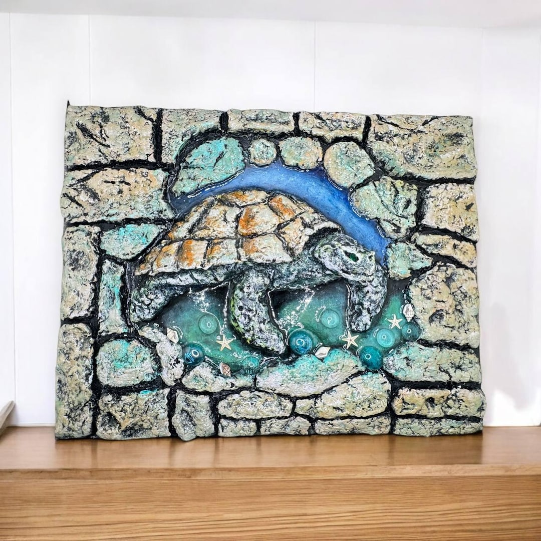 Volumetric Painting| Turtle Art| Ocean Decor| Papier Mache Art|sea ...