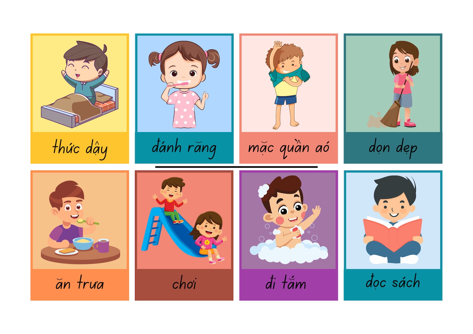 Vietnamese Kids Flashcards - Routine, Emotions, Weather, Animals, Fruit ...