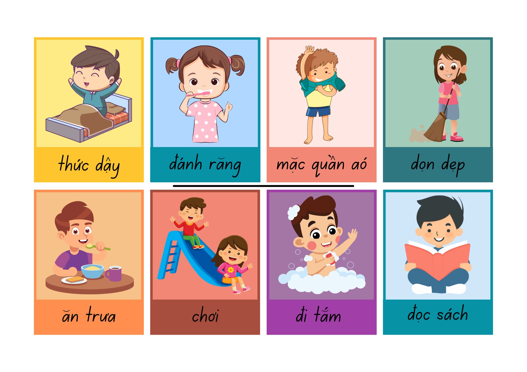 Vietnamese Kids Flashcards - Routine, Emotions, Weather, Animals, Fruit ...