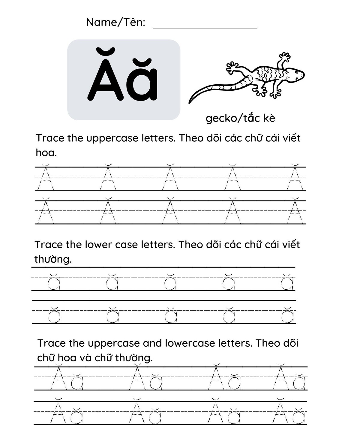 Vietnamese Letter Tracing Worksheets - Etsy
